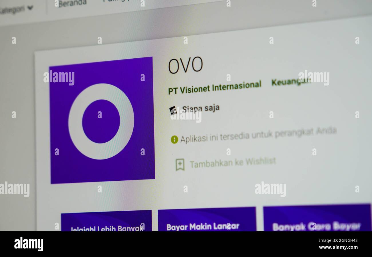 Jakarta, Indonesia-September 17th 2021: Ovo mobile Apps Website on the Screen on September 17th ...