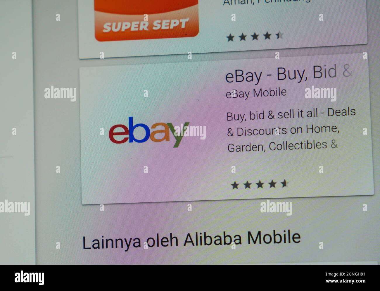 Jakarta, Indonesia-September 17th 2021: ebay mobile Apps Website on the Screen on September 17th ...