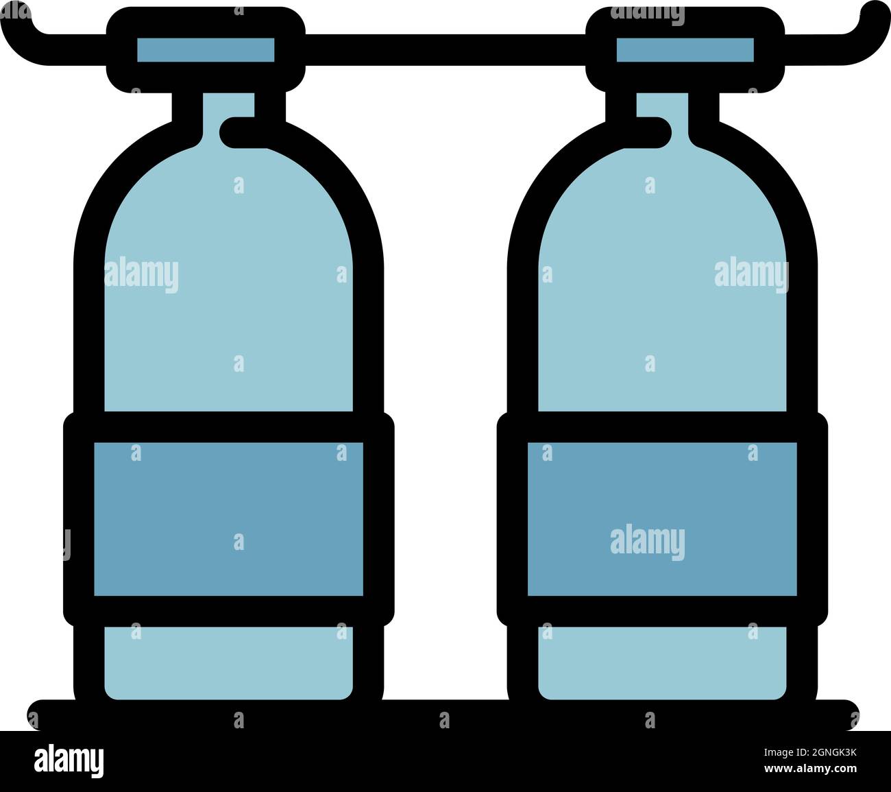 Oxygen tanks icon. Outline oxygen tanks vector icon color flat isolated ...