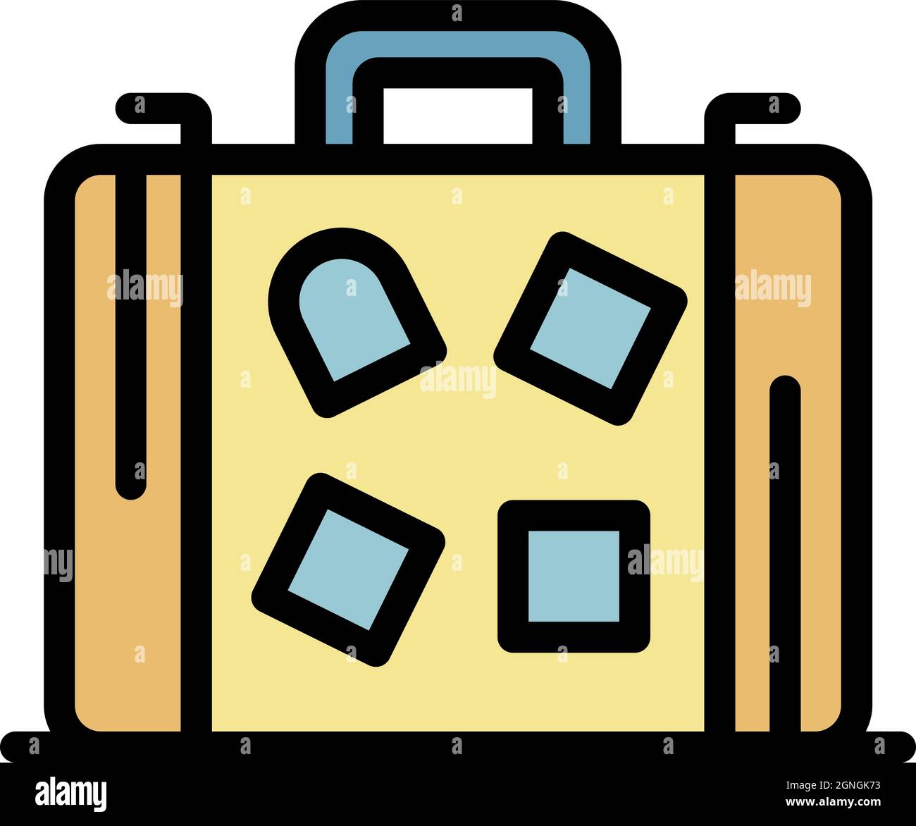 Travel bag icon. Outline travel bag vector icon color flat isolated ...