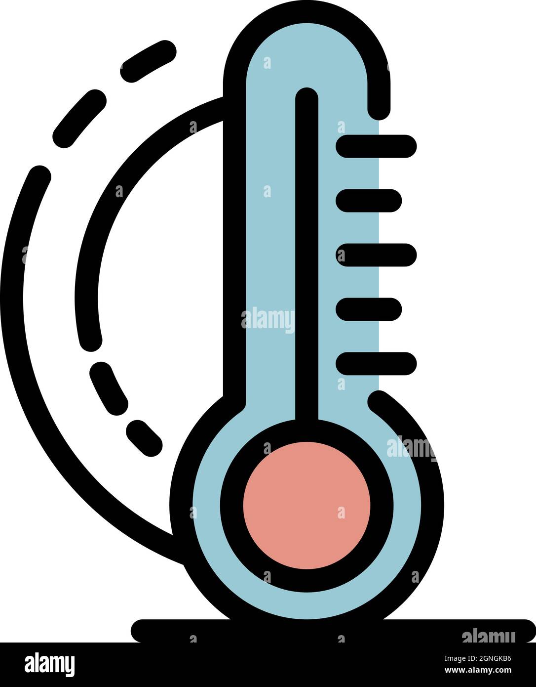Hot temperature icon. Outline hot temperature vector icon color flat ...