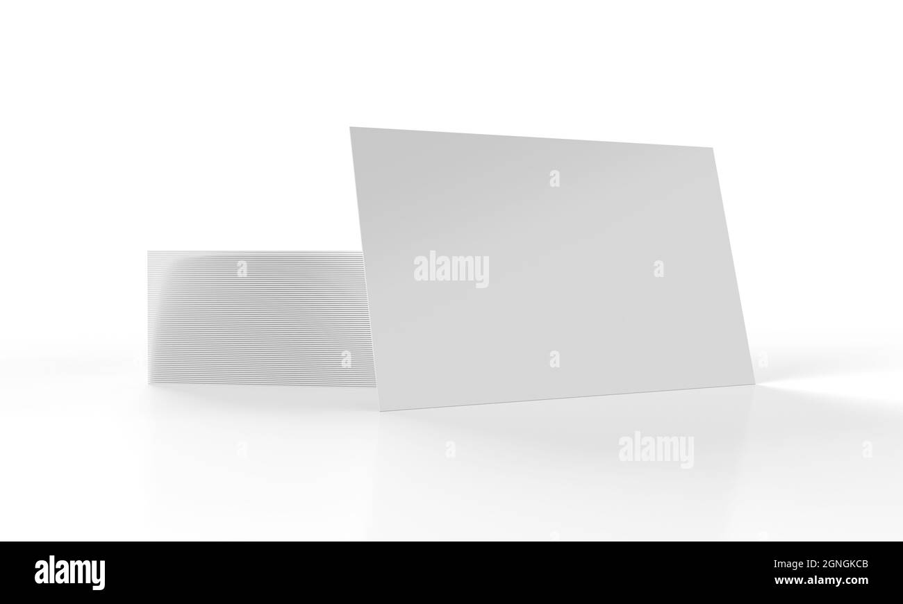 Business Card Stack closeup with front facing business card viewed head ...