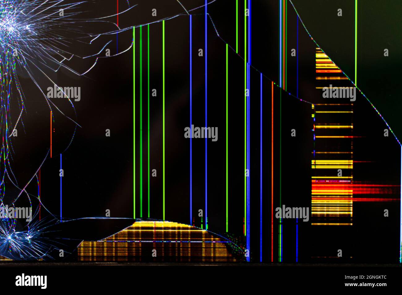 broken tv screen with color bright stripes close up Stock Photo - Alamy