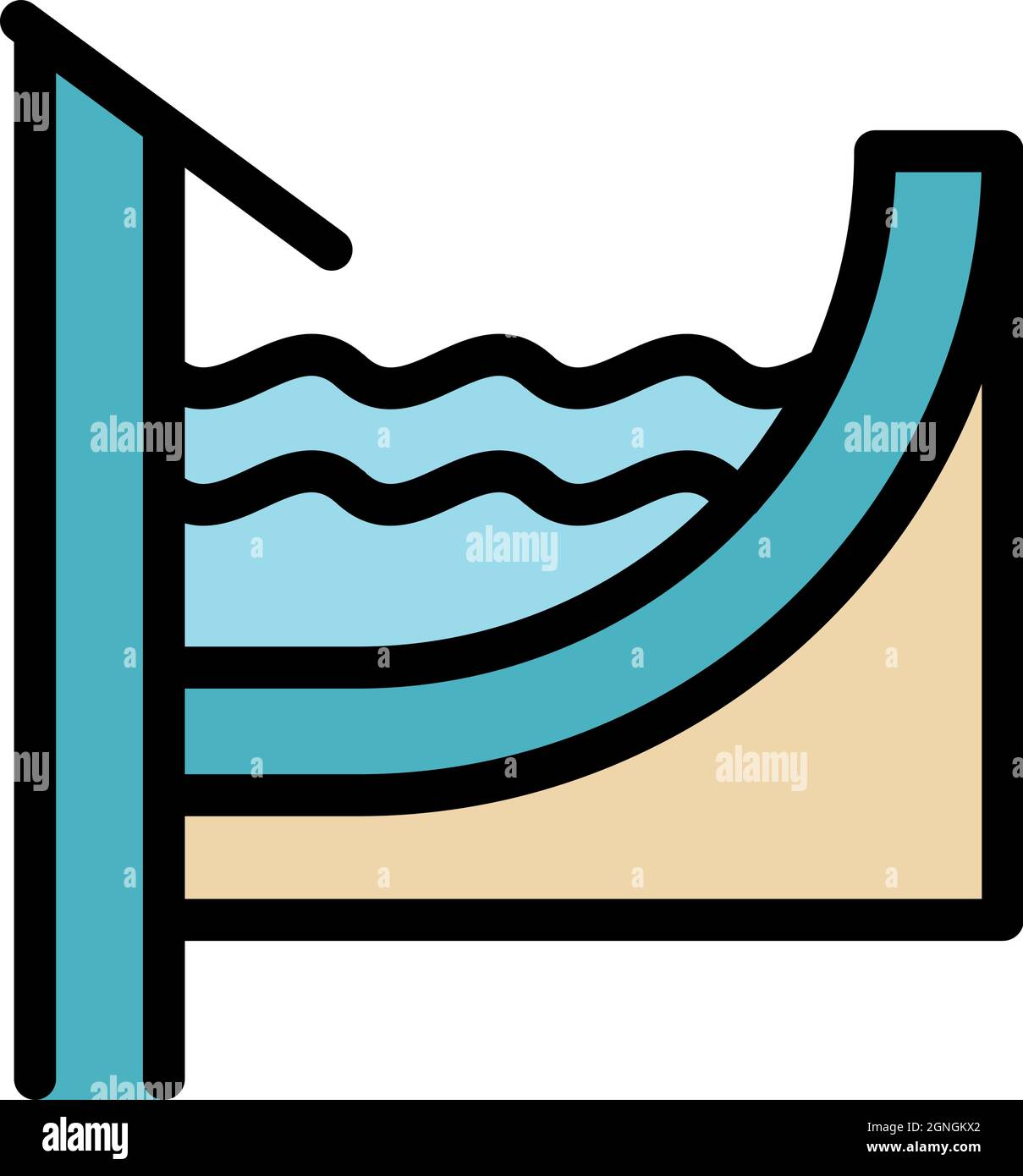 Water in gutter icon. Outline water in gutter vector icon color flat ...