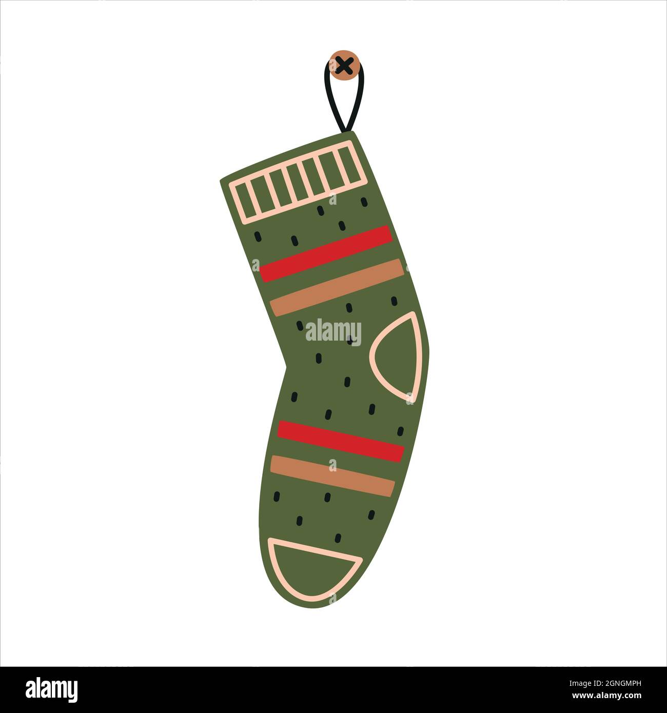 Green christmas stocking for gifts. Christmas vector illustration Stock ...