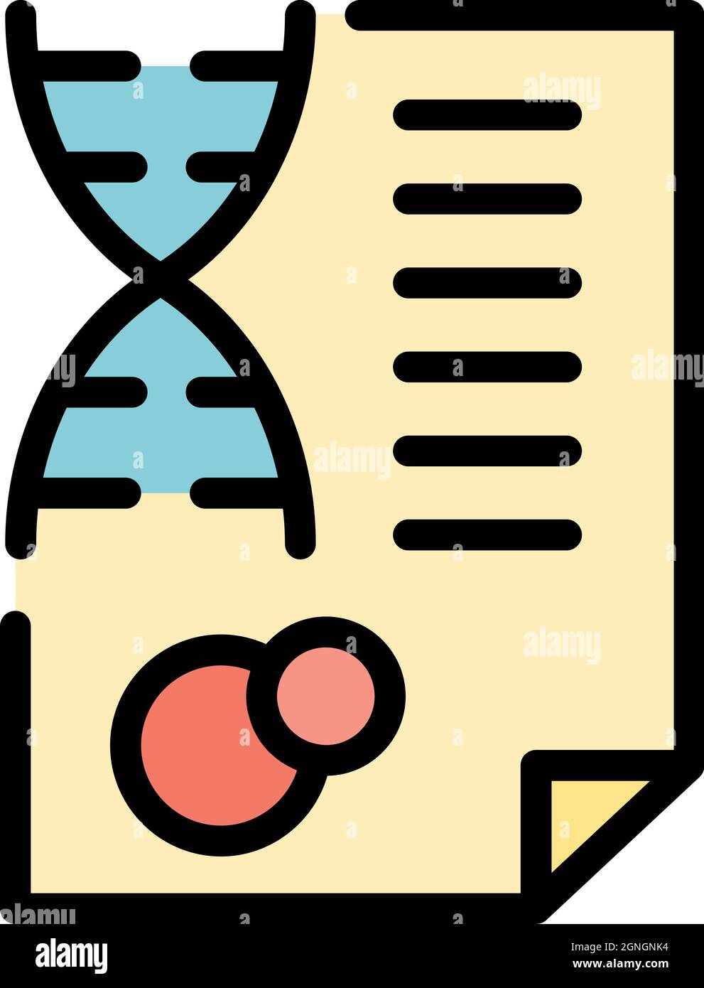 Dna report icon. Outline dna report vector icon color flat isolated ...