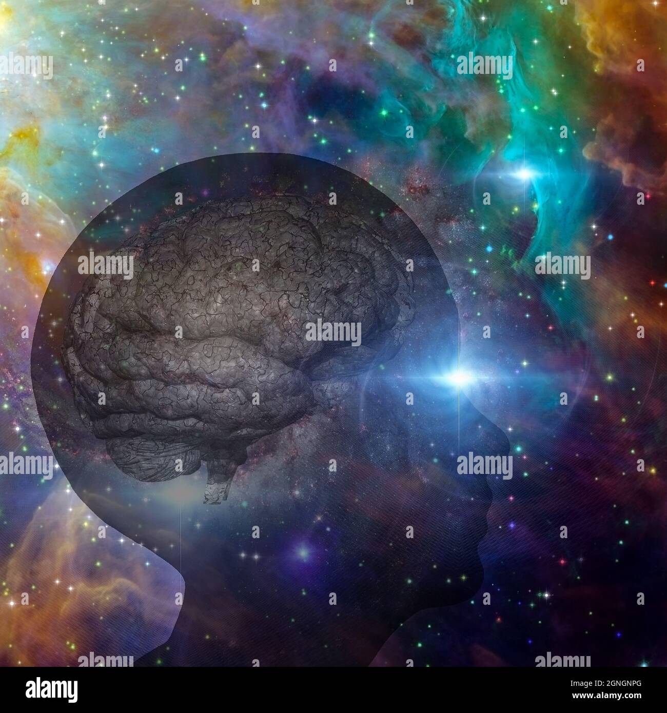 Universal Mind. Sci fi art. 3D rendering Stock Photo - Alamy