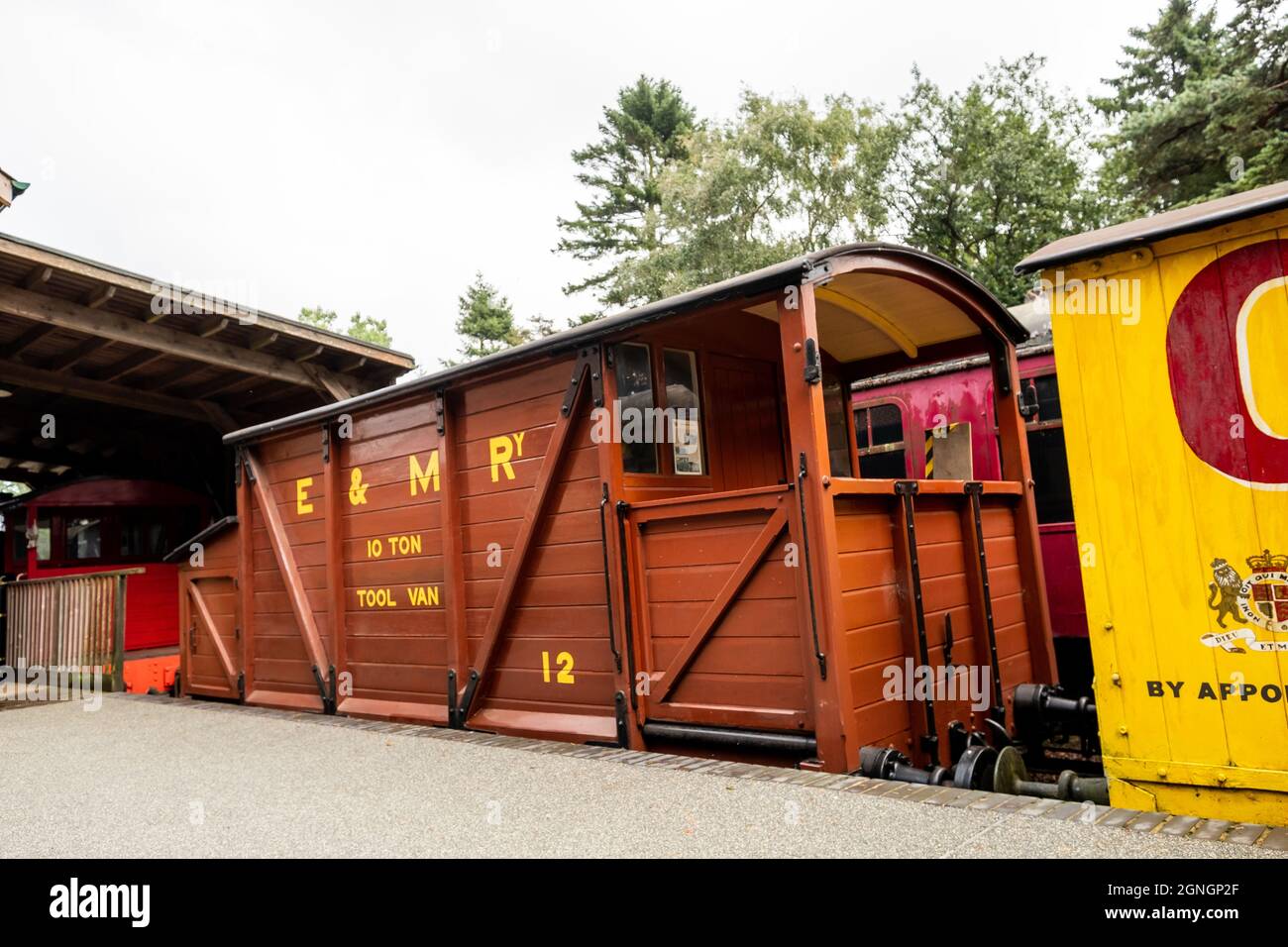 Historic and disused railway and train carriages on display at the ...