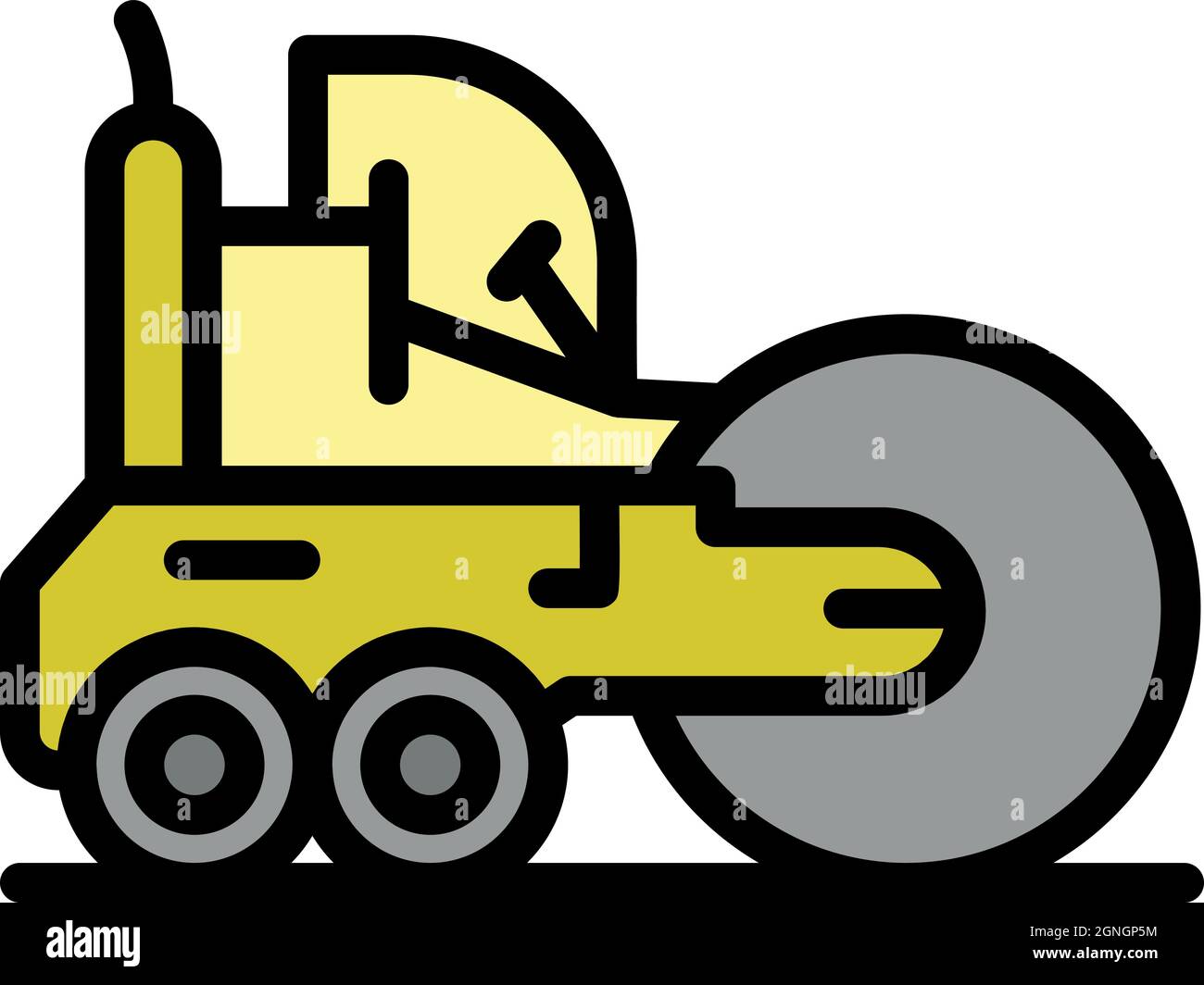 Machine road roller icon. Outline machine road roller vector icon color ...
