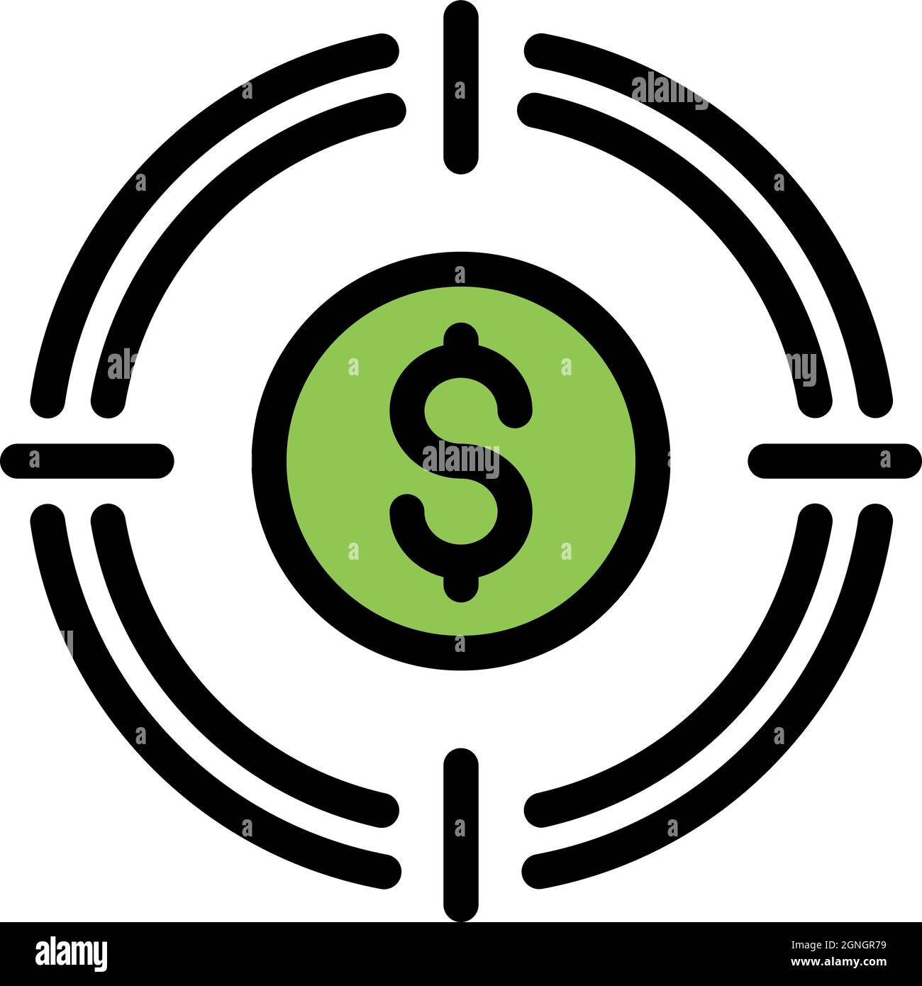 Money target icon. Outline money target vector icon color flat isolated ...