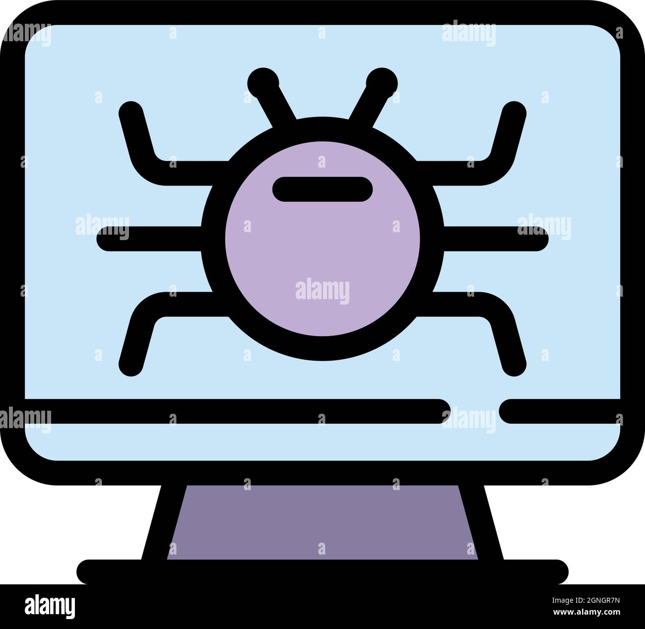 Computer fraud bug icon. Outline computer fraud bug vector icon color ...