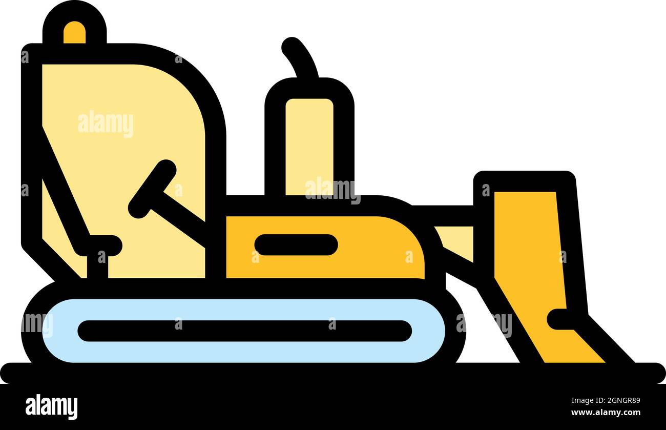 Construction bulldozer icon. Outline construction bulldozer vector icon ...