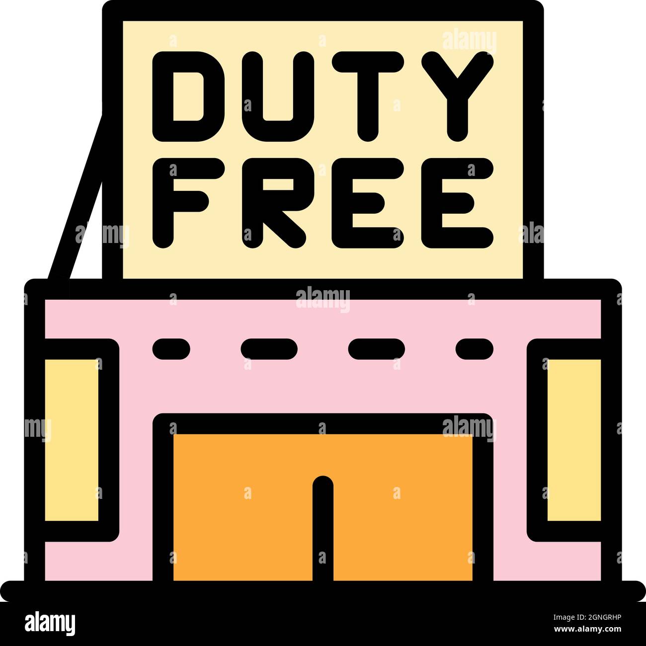 Duty free shop icon. Outline duty free shop vector icon color flat ...