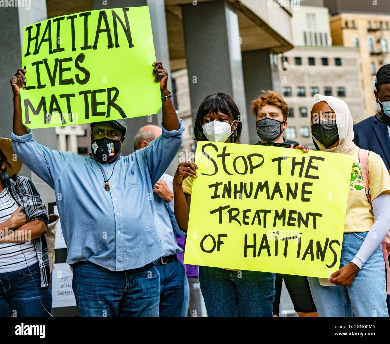 September 24, 2021, Boston, Massachusetts, USA: Protesters rally with ...