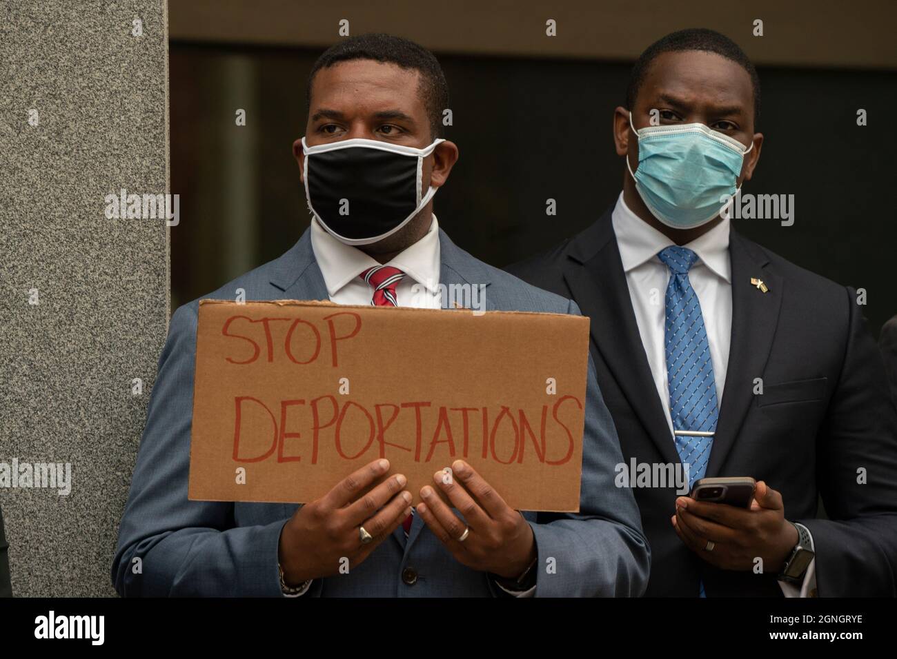 September 24, 2021, Boston, Massachusetts, USA: Protesters rally with ...
