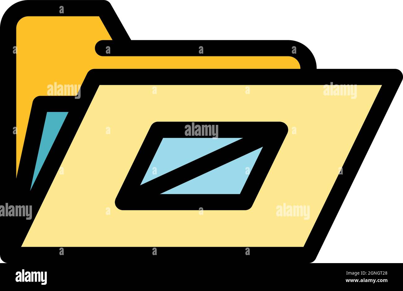 File folder icon. Outline file folder vector icon color flat isolated ...