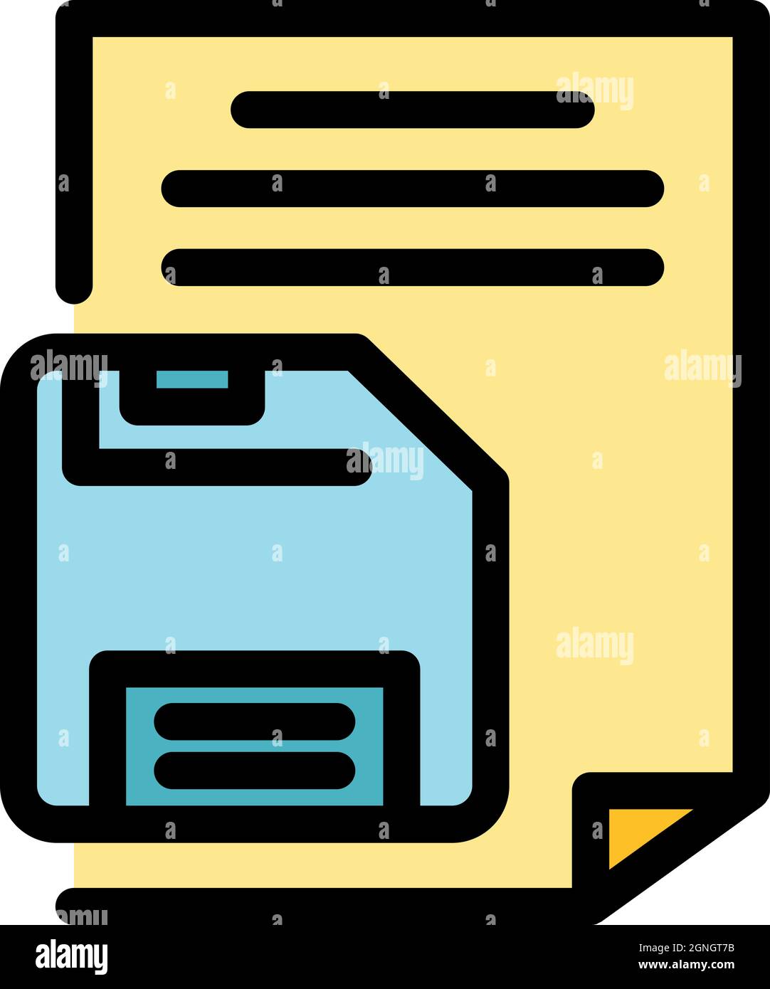 Floppy disk paper icon. Outline floppy disk paper vector icon color ...