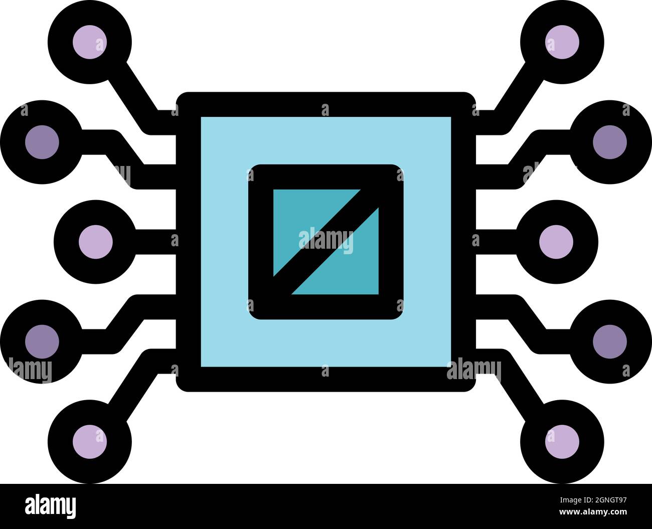 Ai processor icon. Outline ai processor vector icon color flat isolated ...