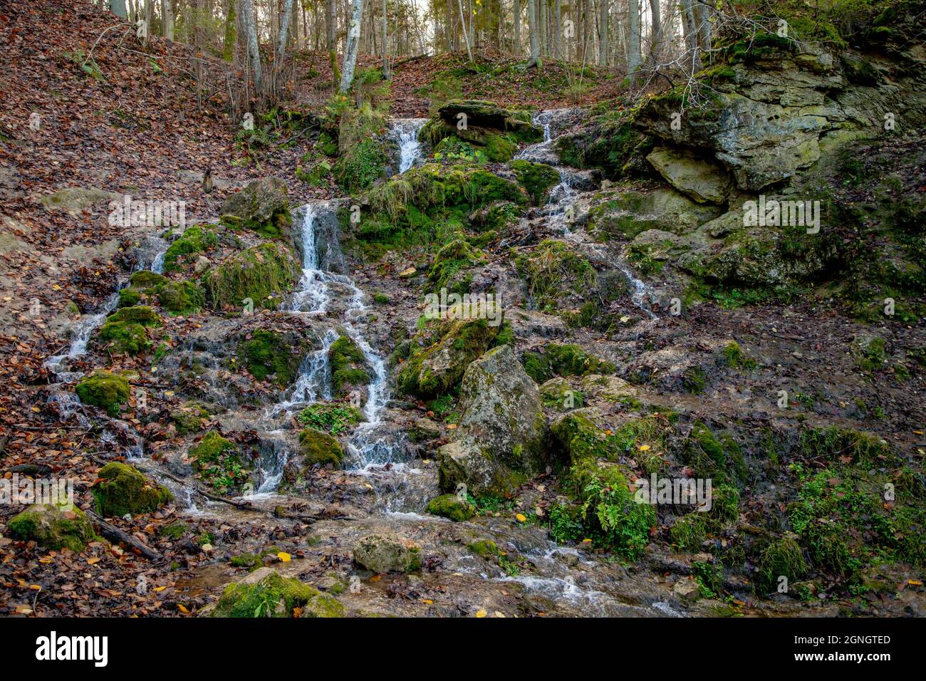 A beautiful waterfall with many sources Stock Photo - Alamy