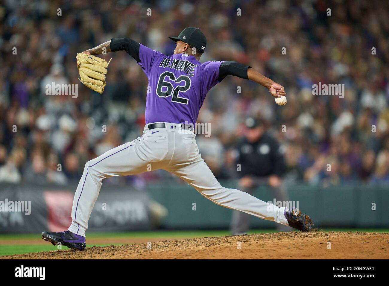 Denver CO, USA. 24th Sep, 2021. Colorado pitcher Yency Almonte (62 ...