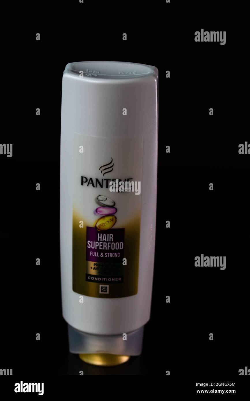 Pantene for women, products for washing hair isolated on black ...