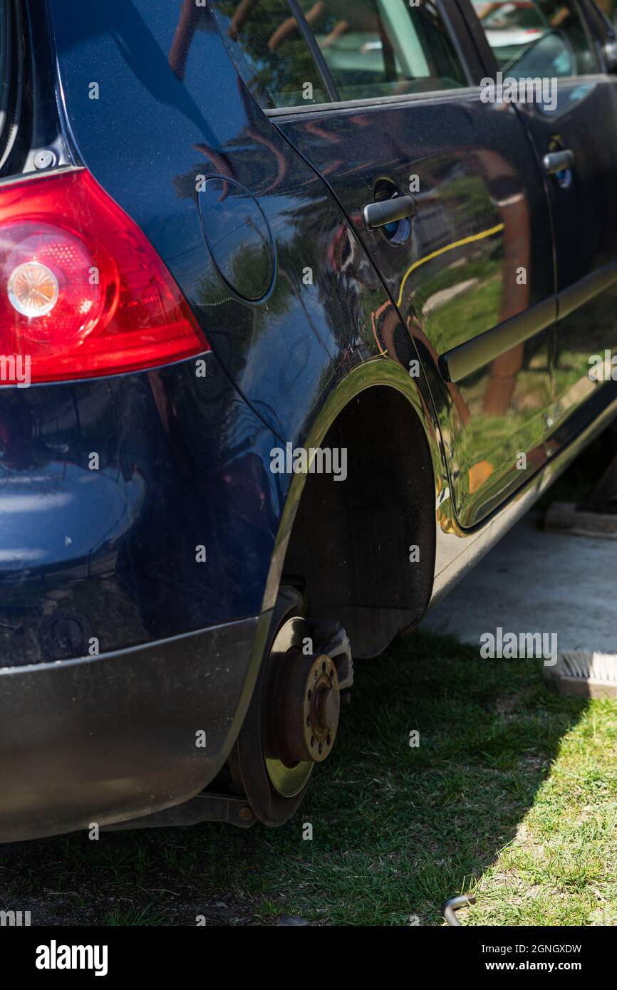 Brake system of an old car in Romania, Targoviste, 2021 Stock Photo - Alamy