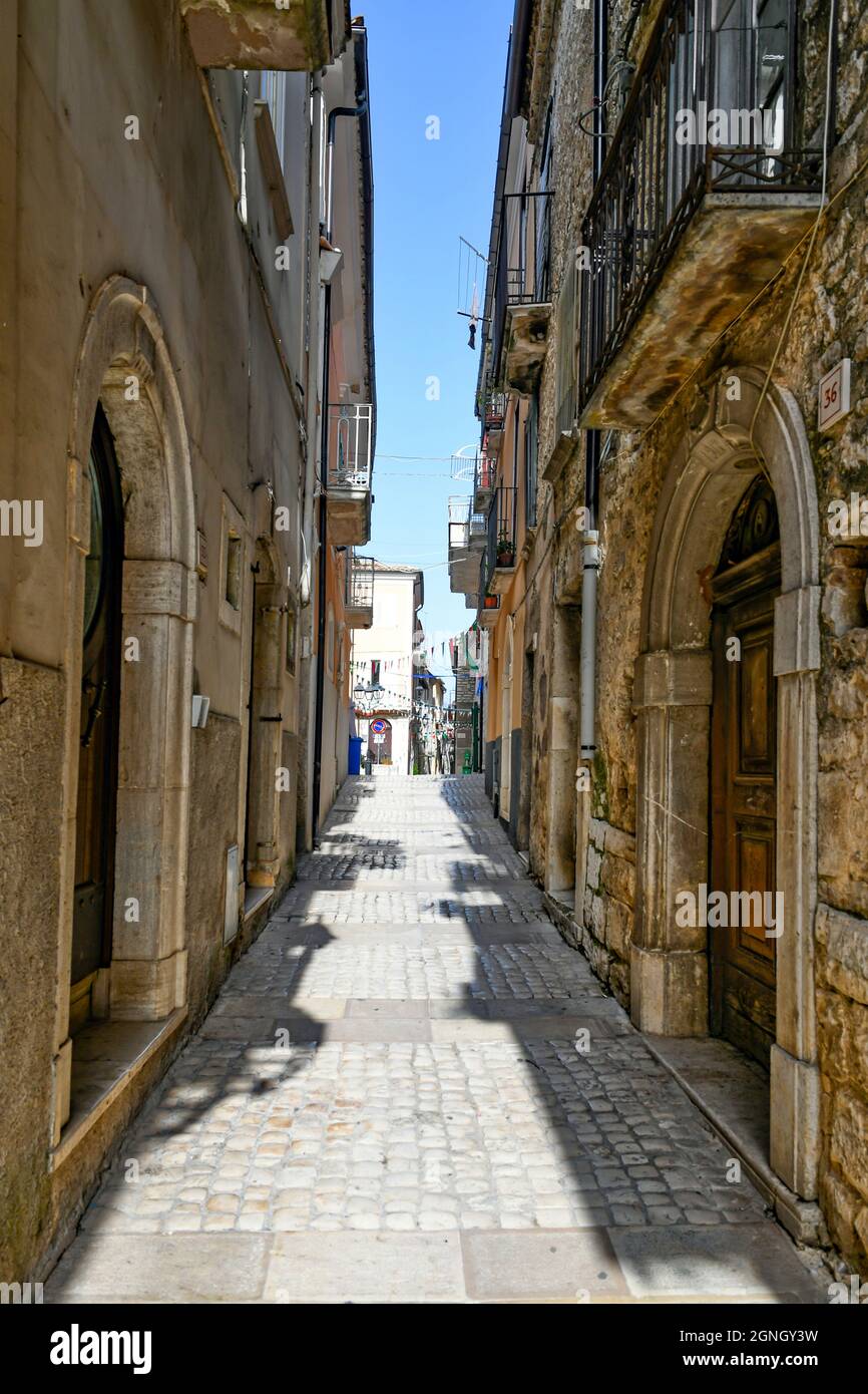 A narrow street in Monteroduni, a medieval town of Molise region, Italy ...