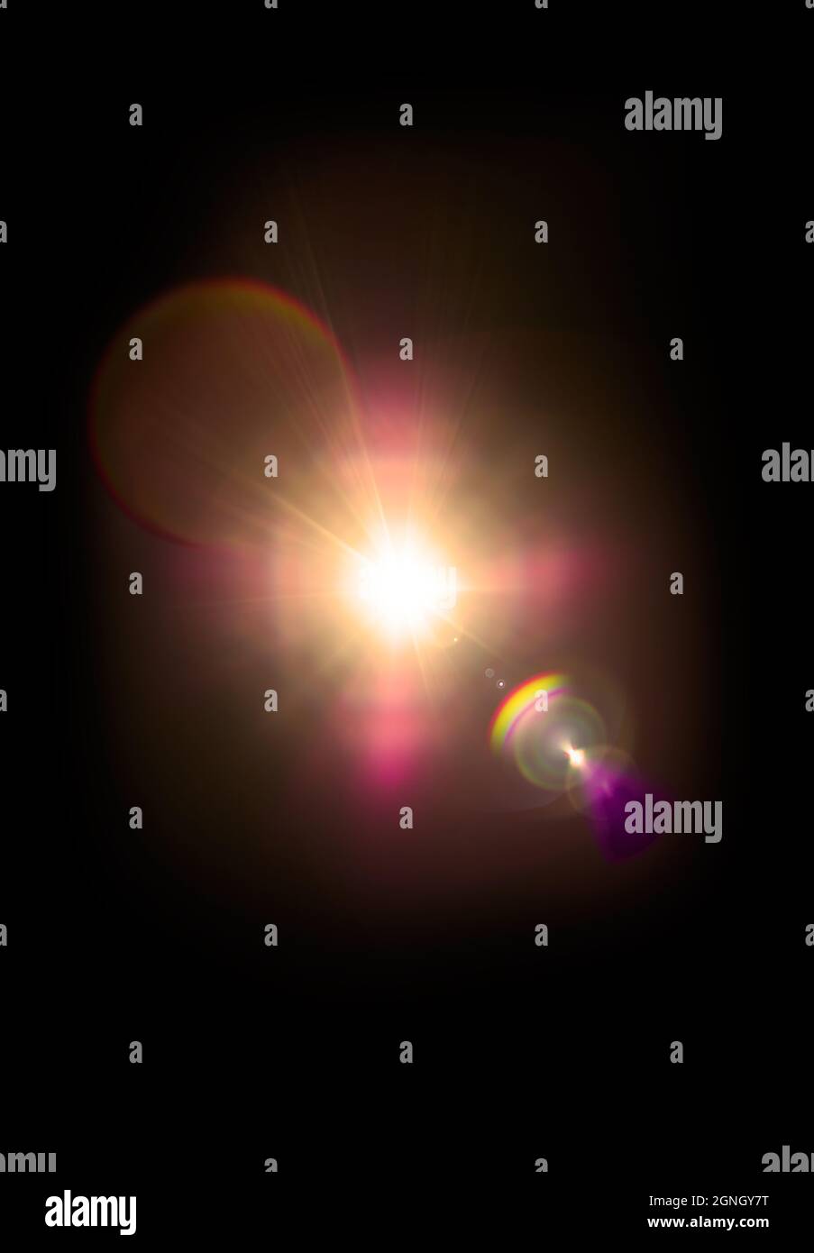 Realistic lens flashes of bright optics, Natural professional lights ...