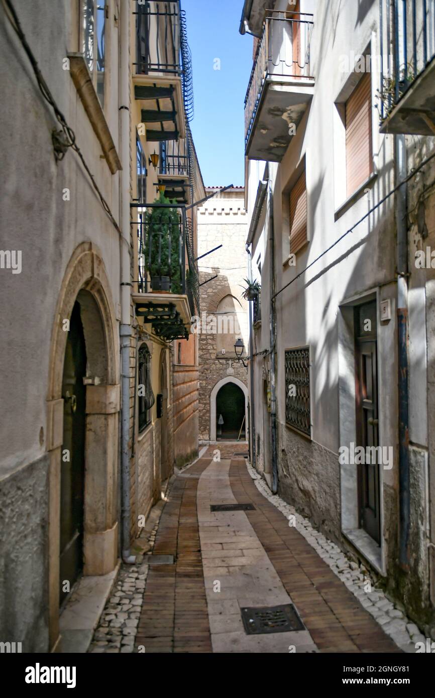 A narrow street in Monteroduni, a medieval town of Molise region, Italy ...