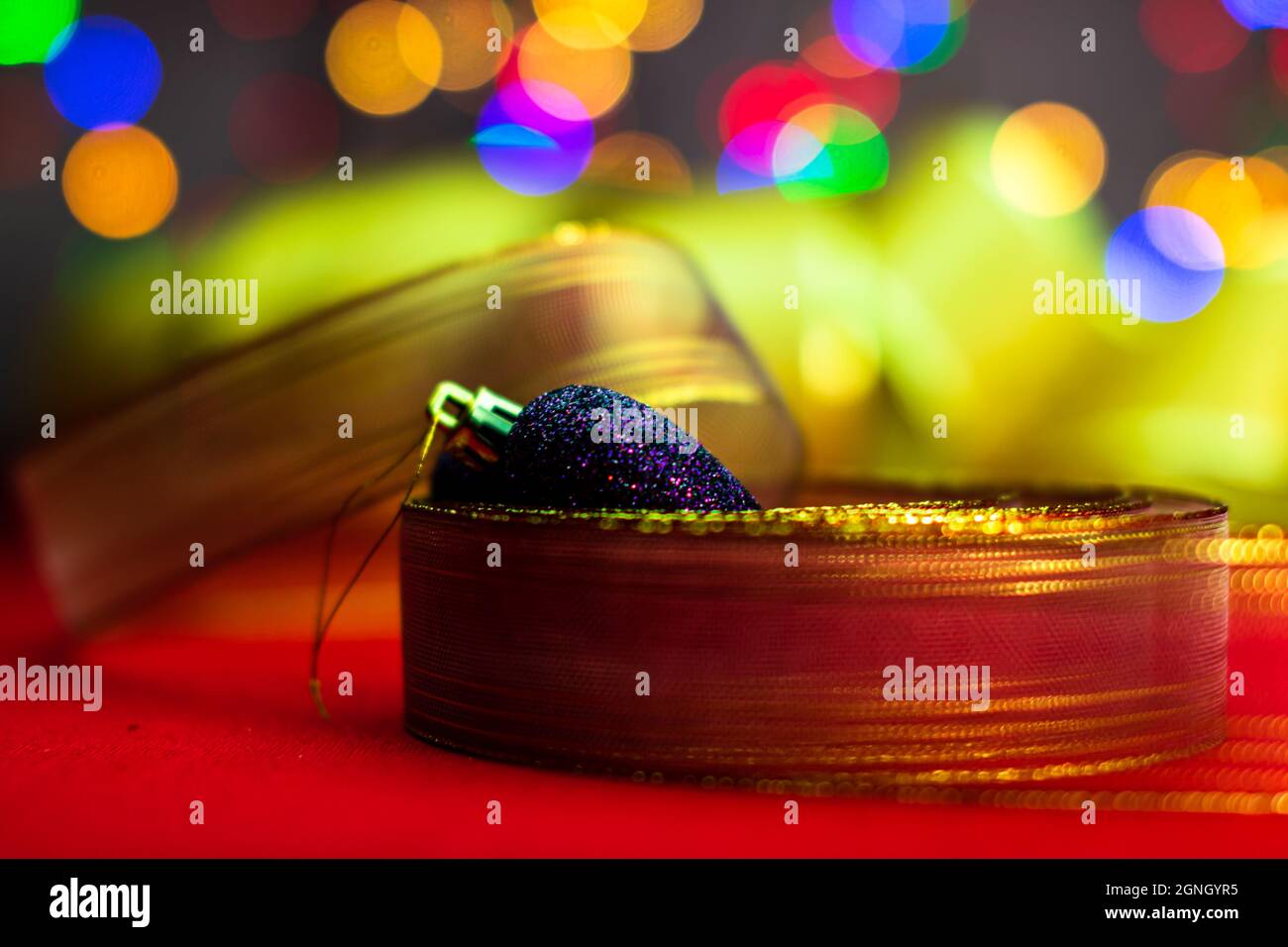 Christmas concept with decoration and bokeh ligths background Stock Photo - Alamy