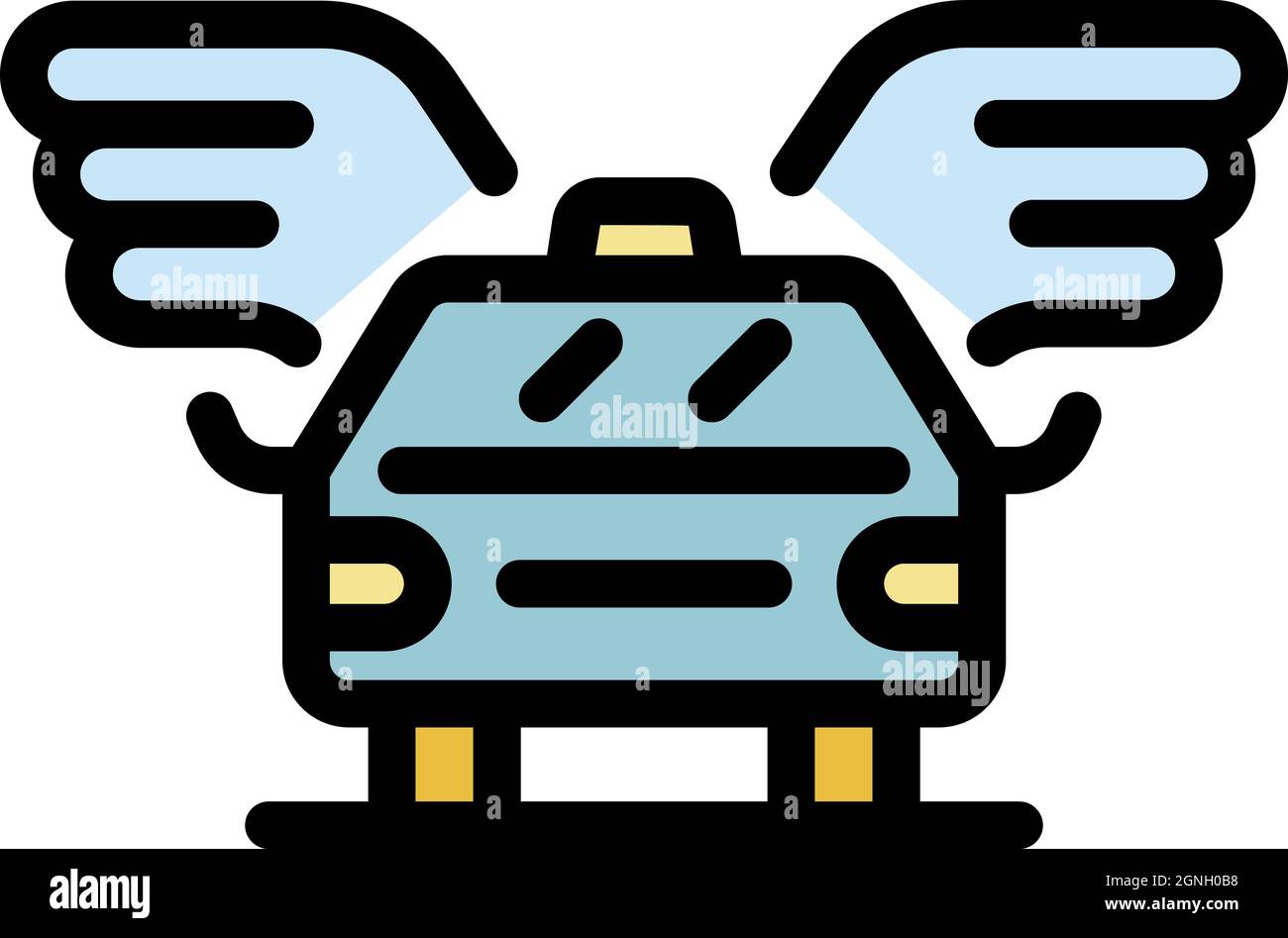 Taxi car wings icon. Outline taxi car wings vector icon color flat ...