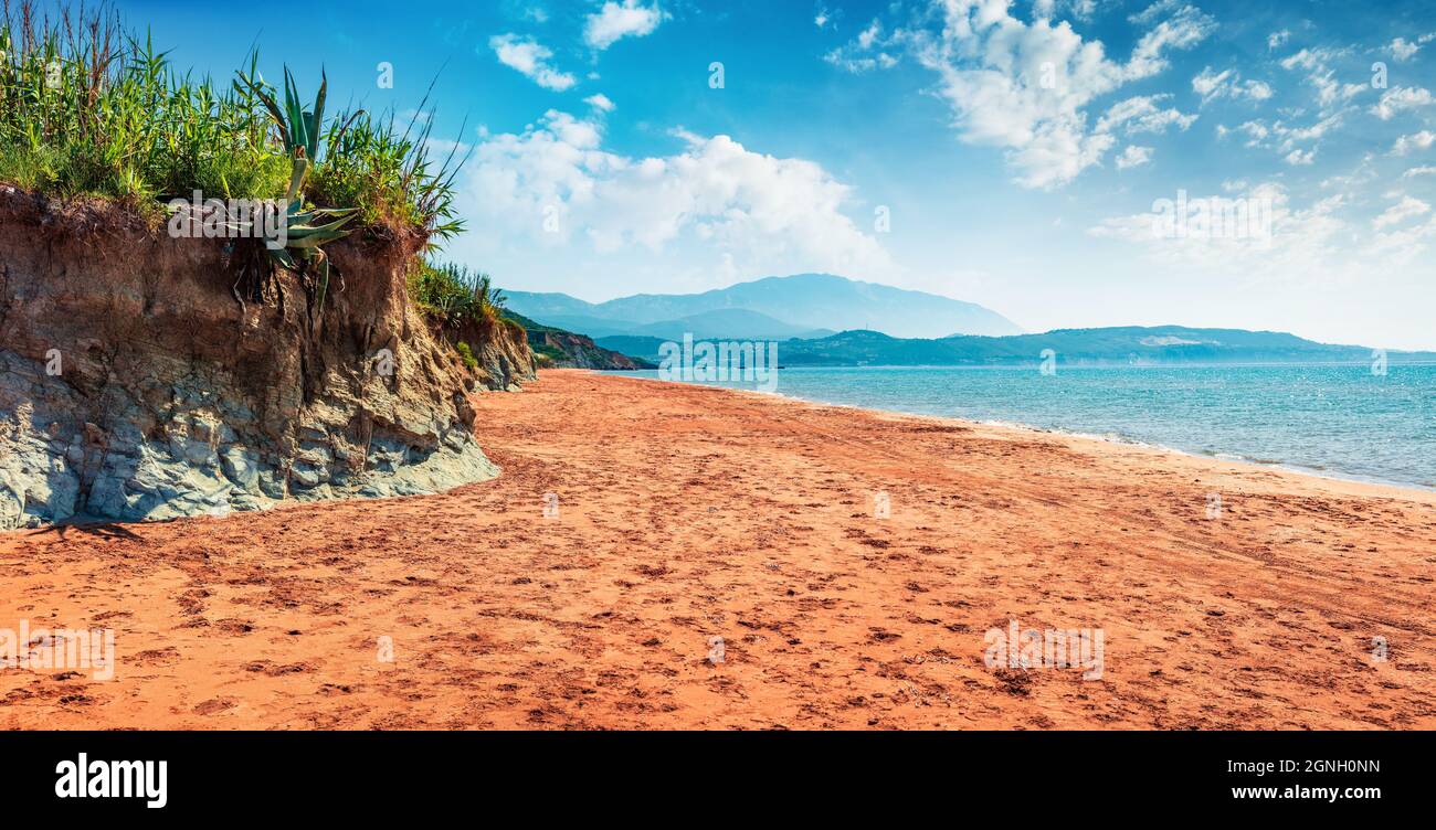 Sunny summer view of famous Xi Beach. Exciting morning scene of ...