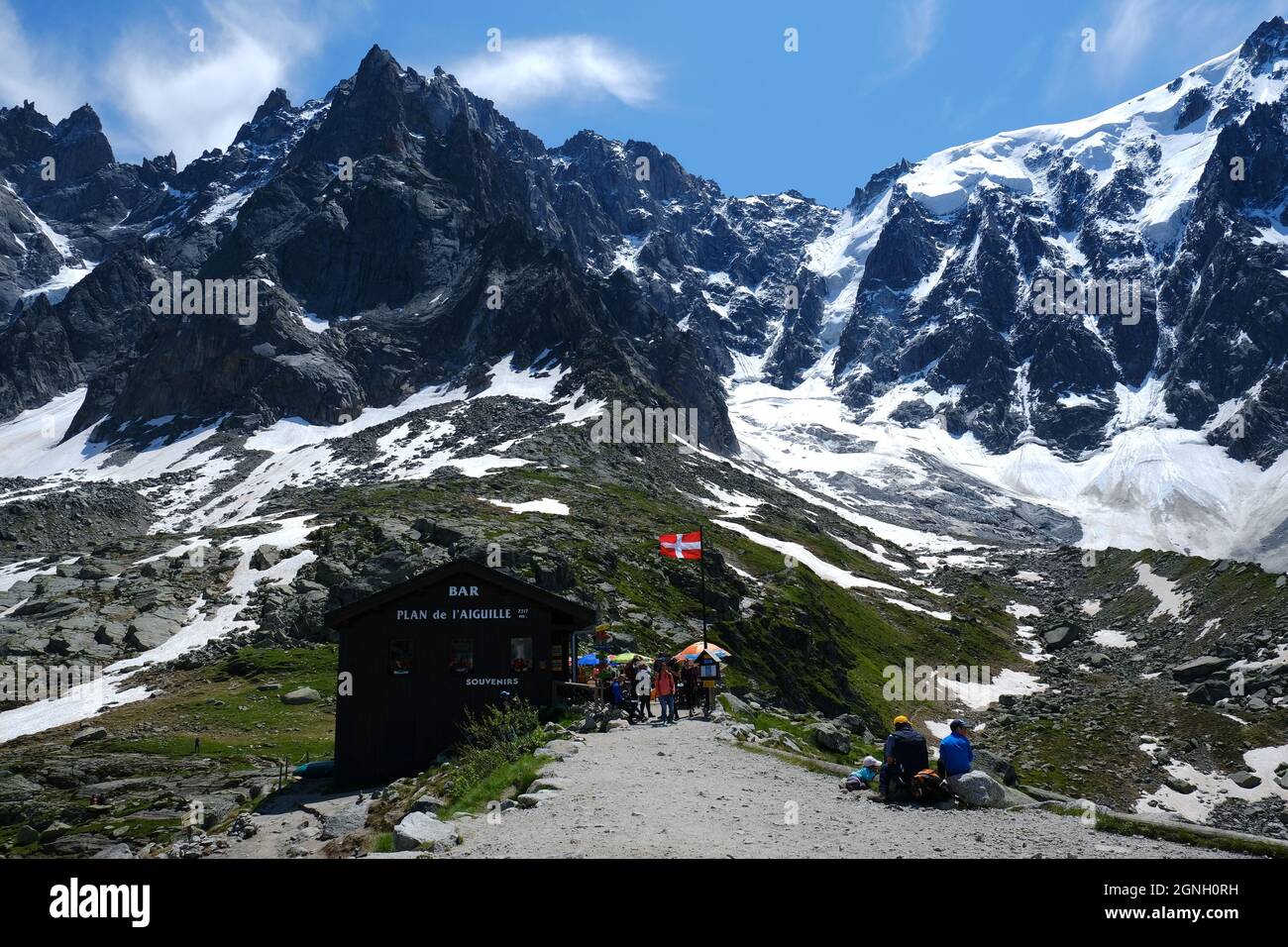 Chamonix, France - July 10, 2021. Landscape with the Chalet at Plan de ...