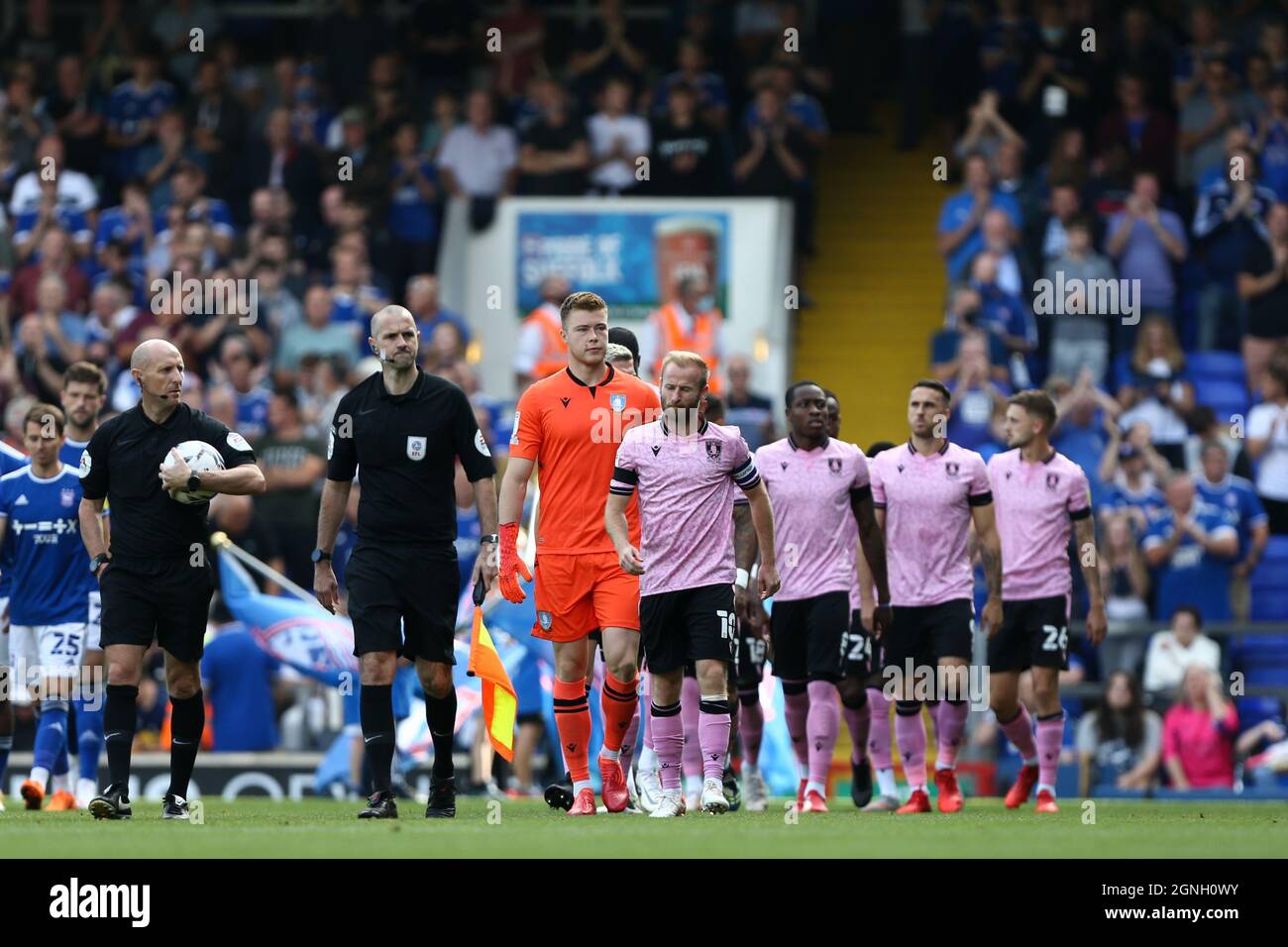 Sheffield Wednesday players before kick off Stock Photo - Alamy