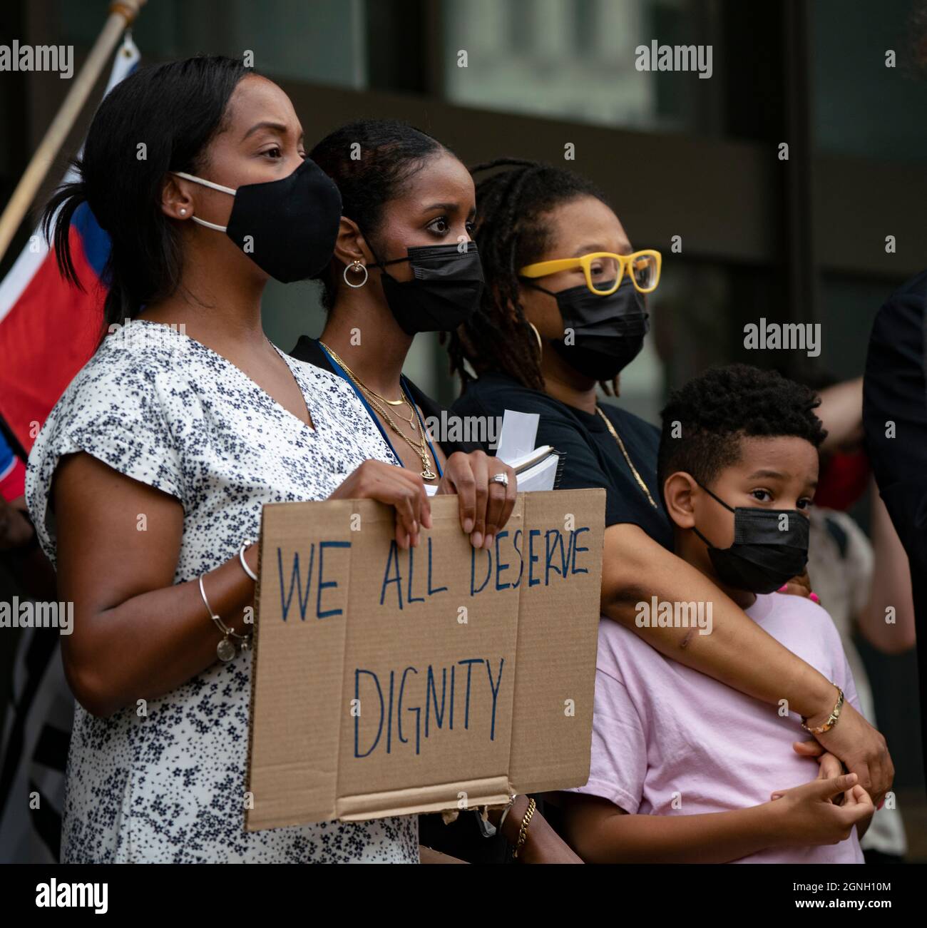September 24, 2021, Boston, Massachusetts, USA: Protesters rally with ...