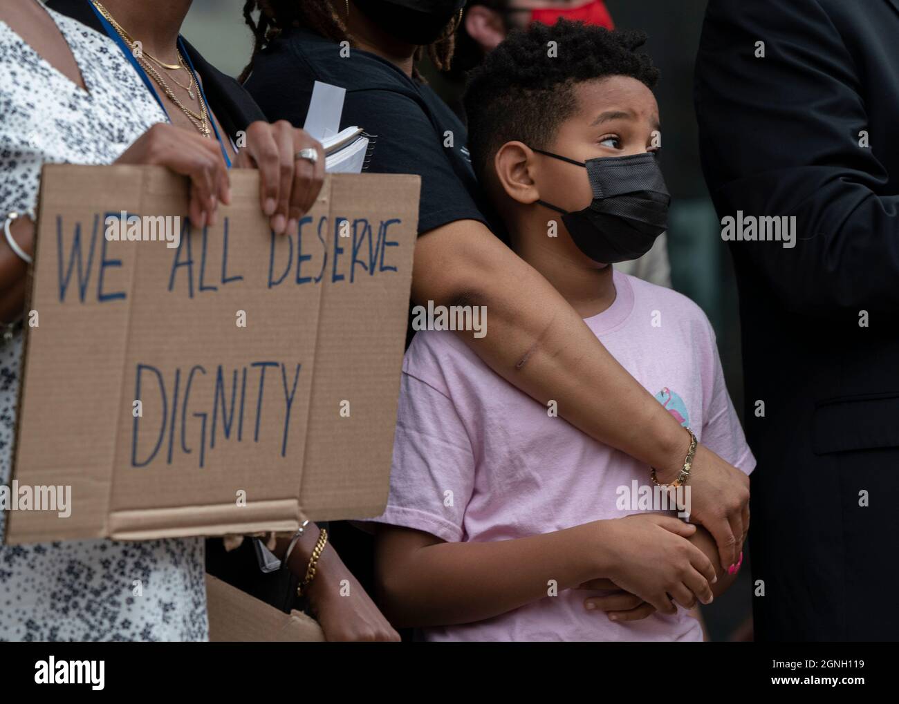 September 24, 2021, Boston, Massachusetts, USA: Protesters rally with ...