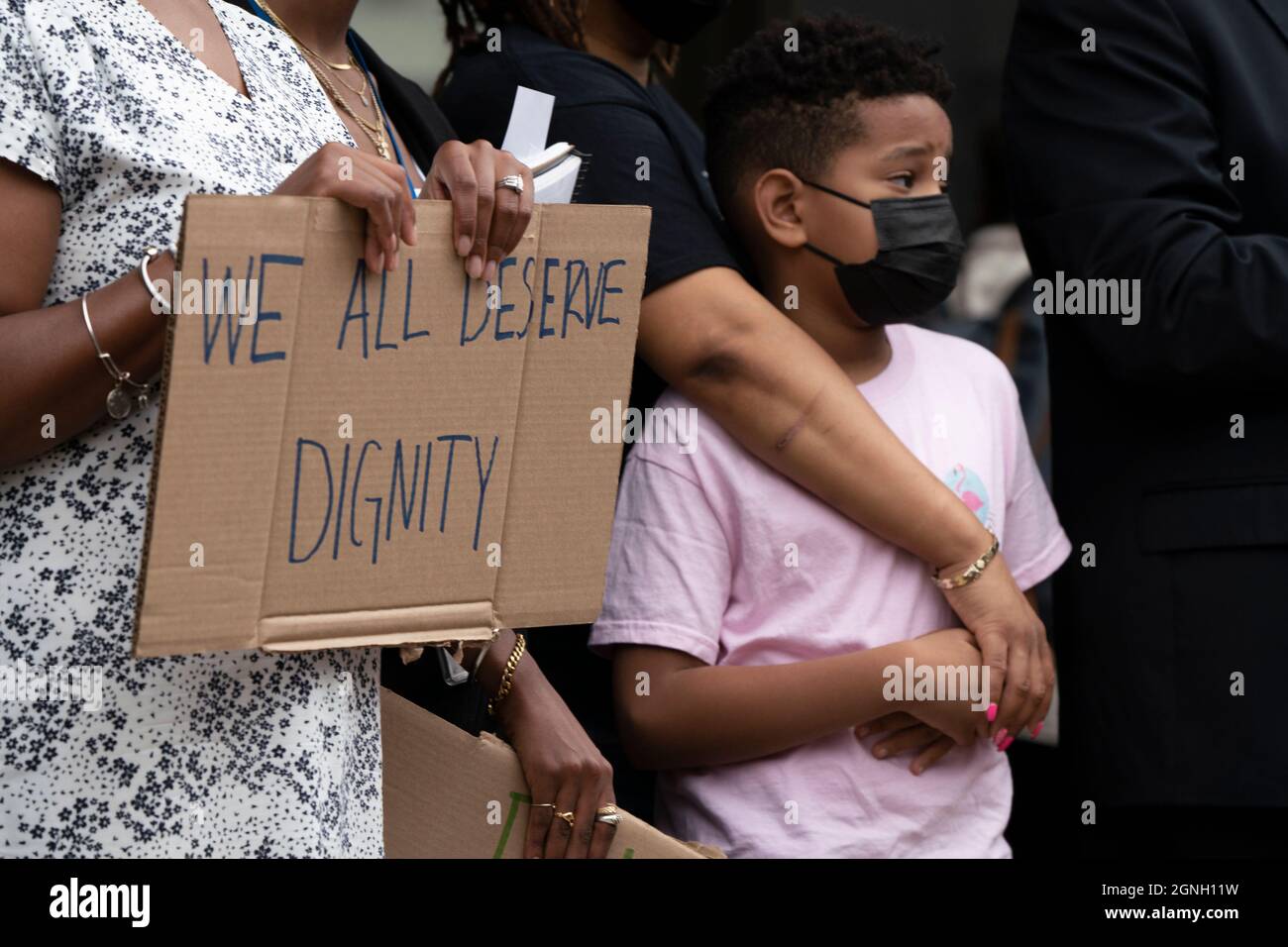 September 24, 2021, Boston, Massachusetts, USA: Protesters rally with ...