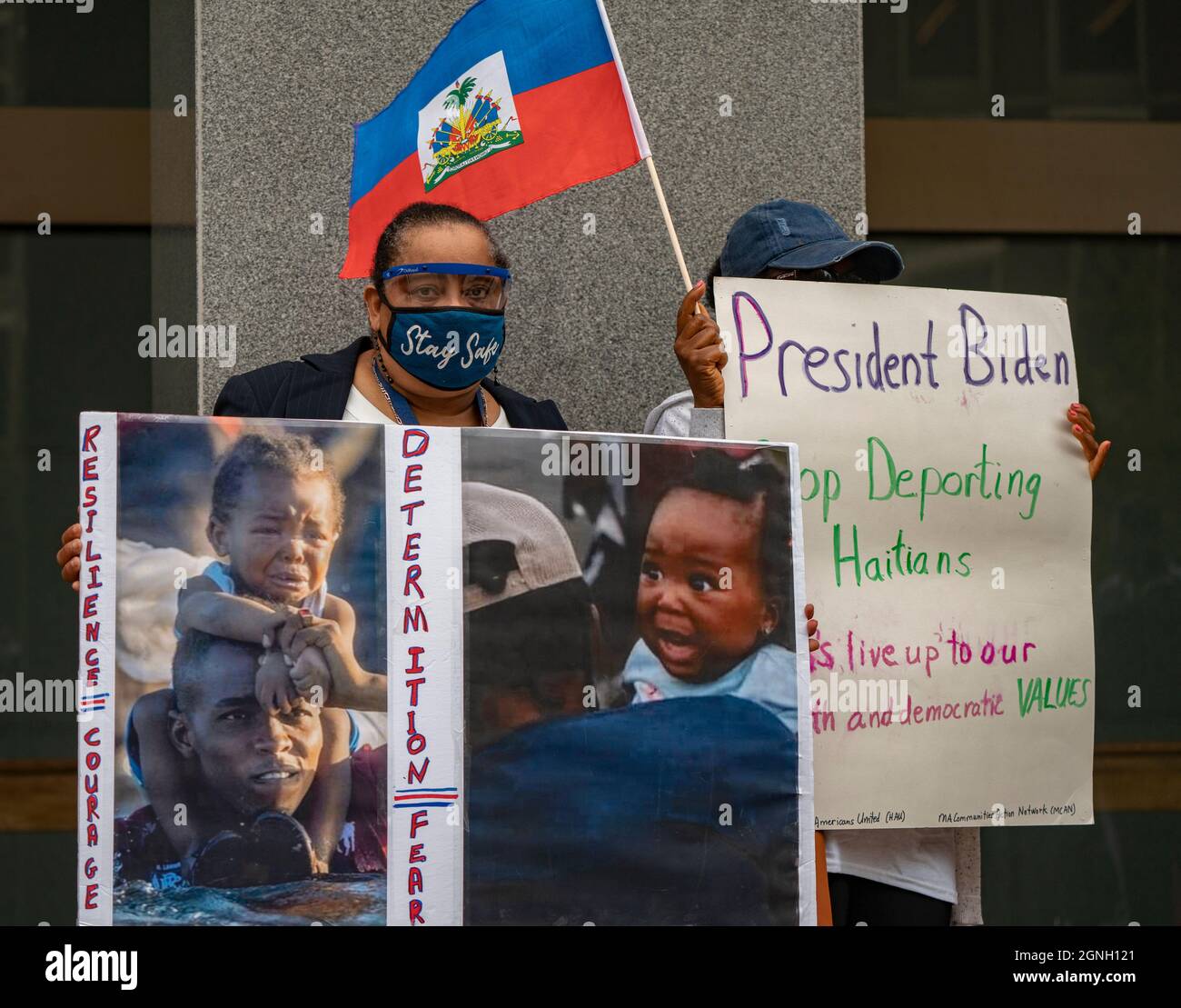 September 24, 2021, Boston, Massachusetts, USA: Protesters rally with ...