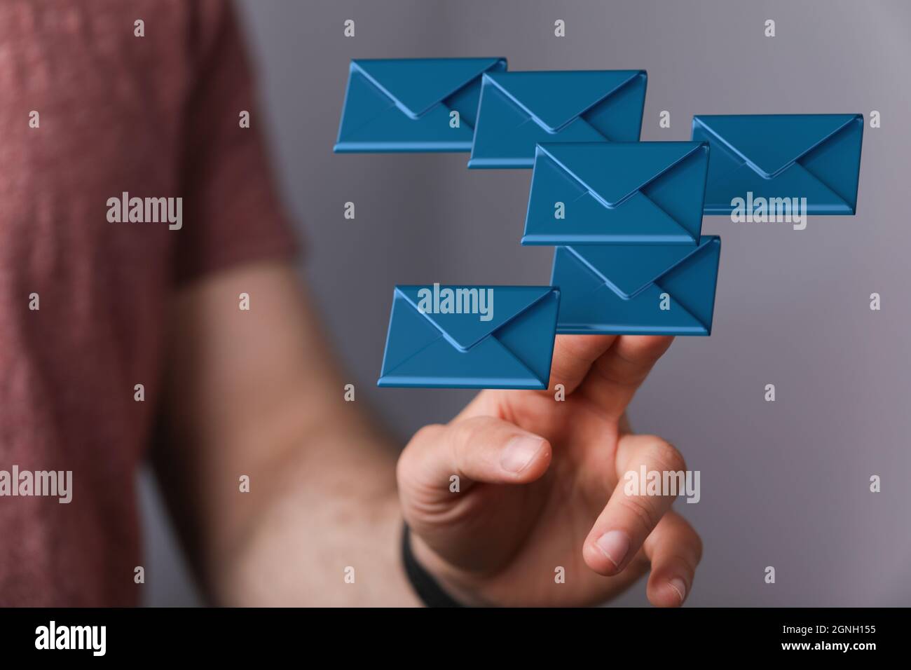 3d rendering of emails floating near a hand, Electronic Communication ...