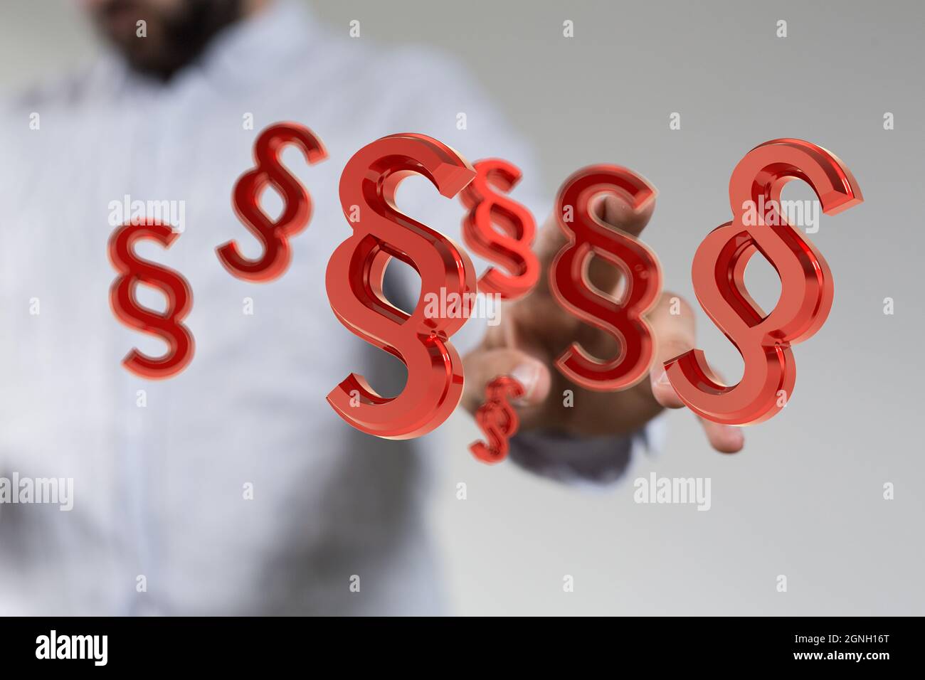 3d rendering of section signs, floating near a hand Stock Photo - Alamy