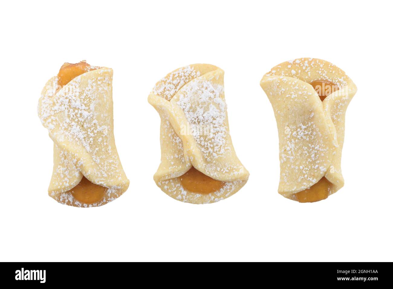 Homemade marmalade jam filled biscuits close up isolated on white ...