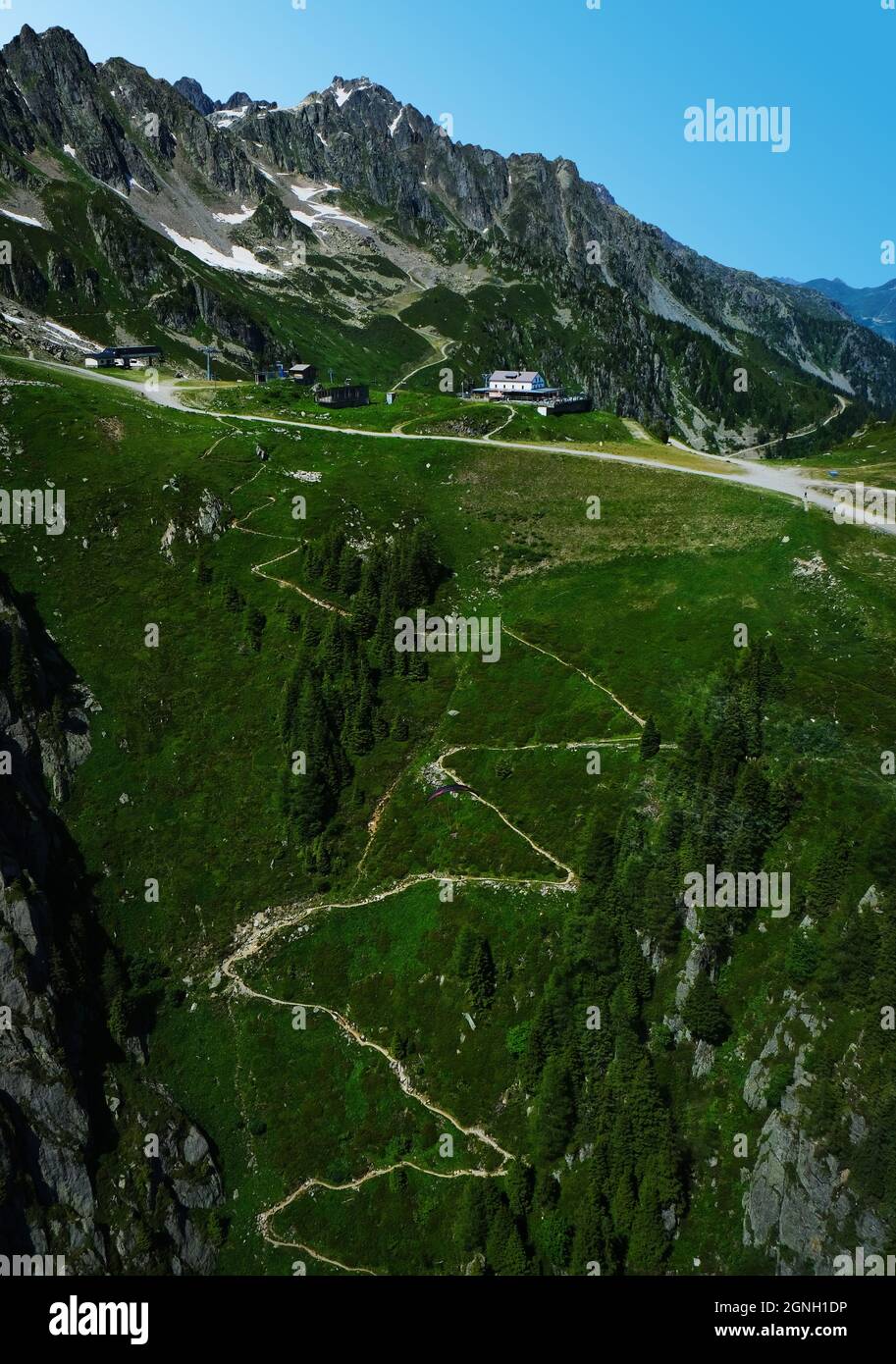 Planpraz ski slopes during the summer above Chamonix on the Tour du ...