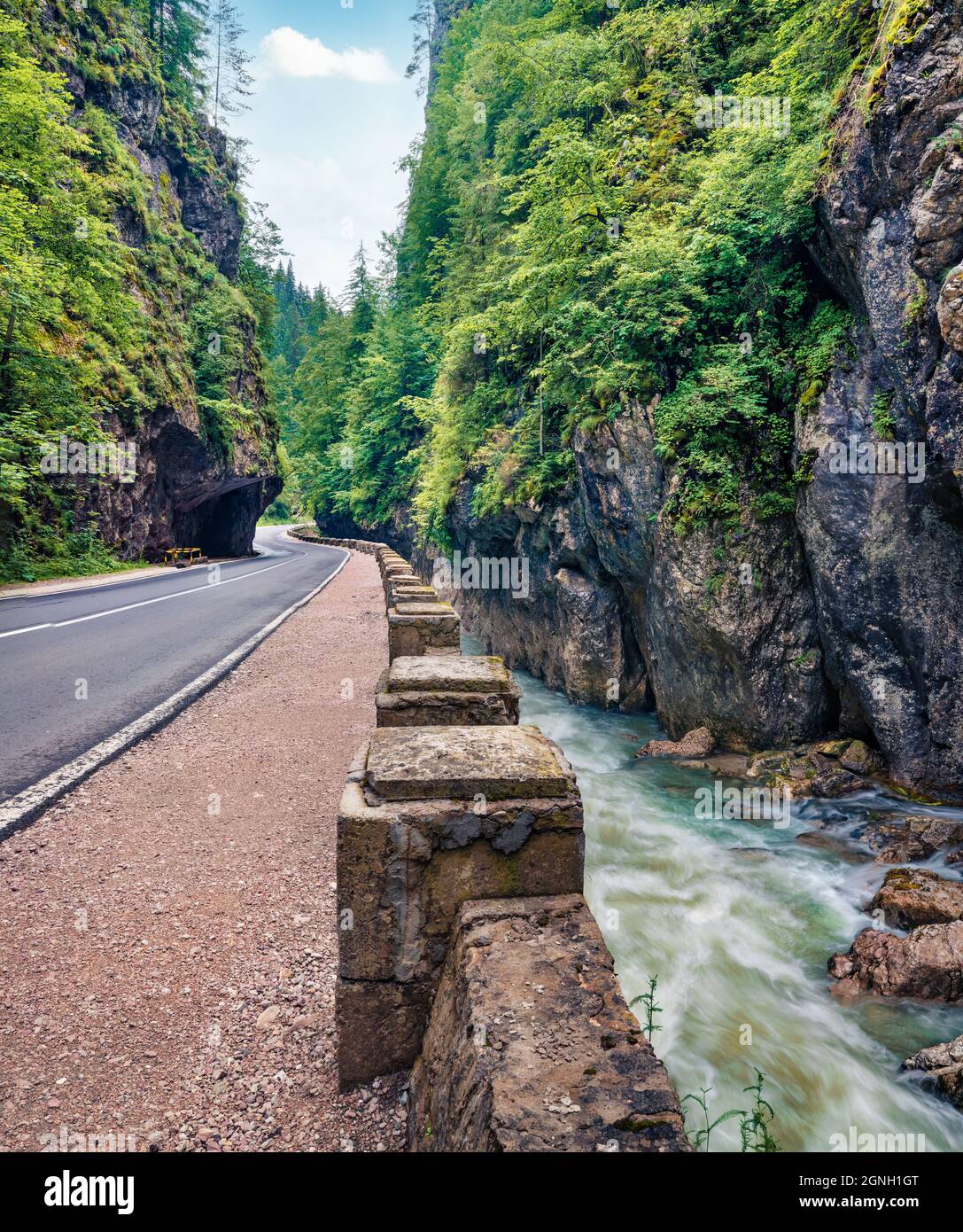 Spectacular summer view of Bicaz Canyon/Cheile Bicazului. Impressive ...