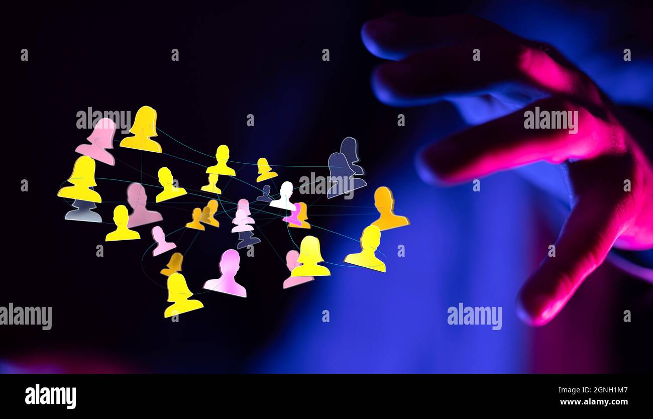 3d rendering of abstract technology of Unity group and teamwork concept ...