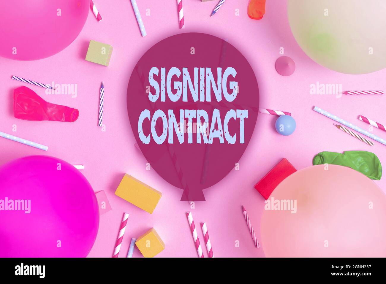 Sign displaying Signing Contract. Business concept the parties signing ...
