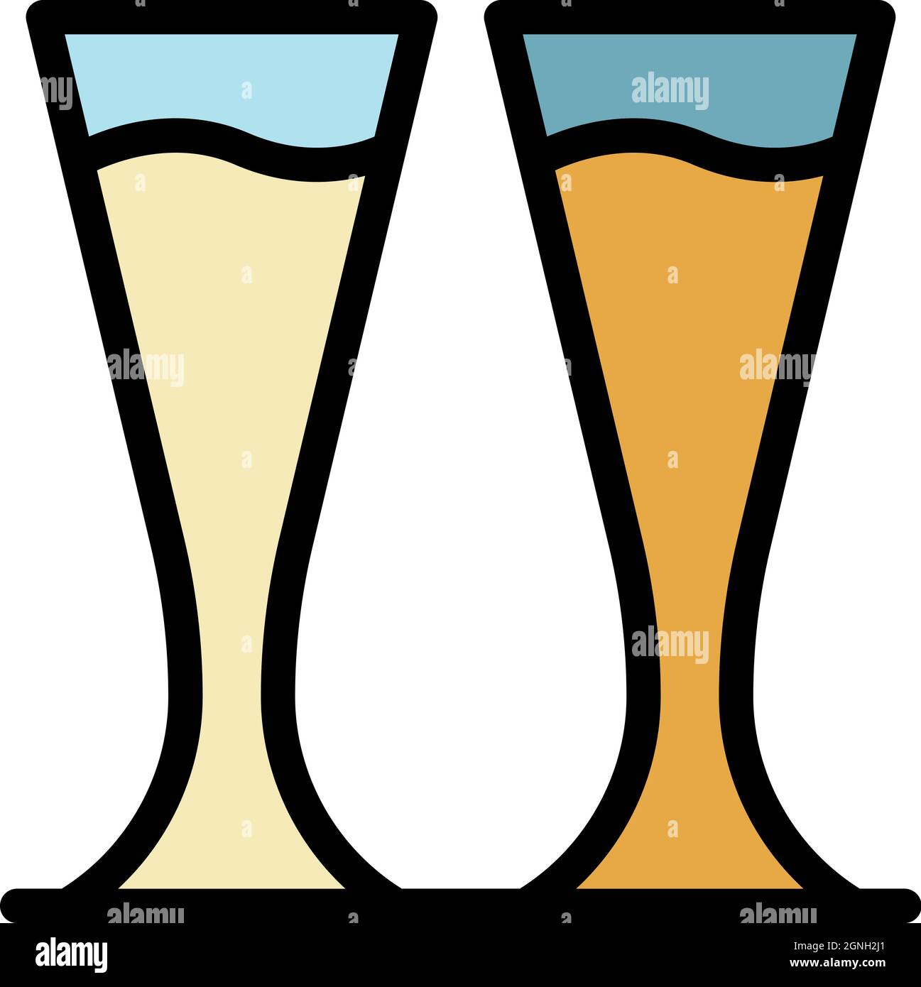 Pilsner glasses icon. Outline pilsner glasses vector icon color flat ...