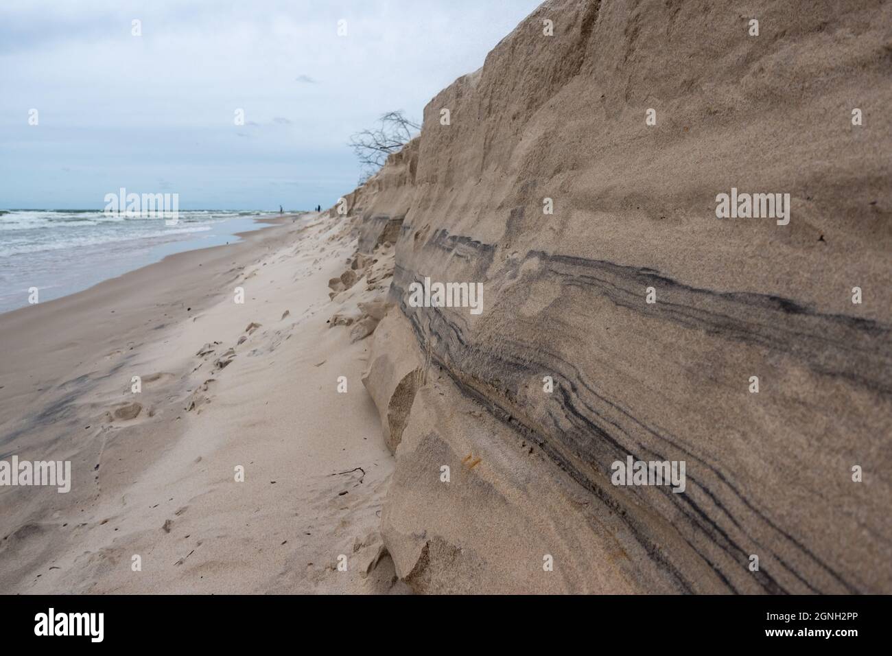 Sand layers on the beach. Photo taken in good lighting conditions on a ...