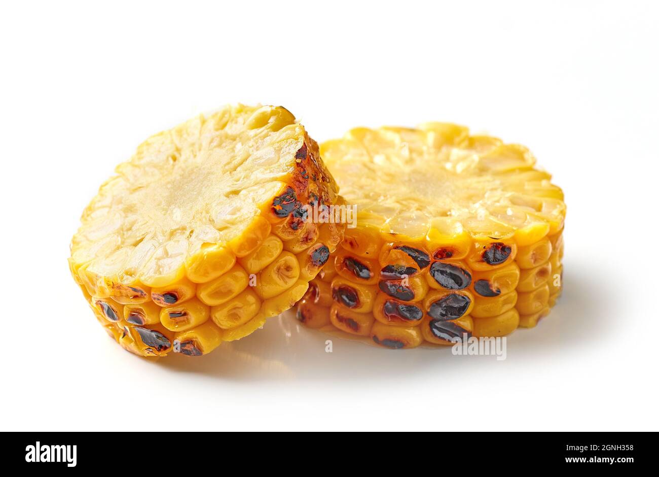 sliced grilled sweet corn isolated on white background Stock Photo - Alamy