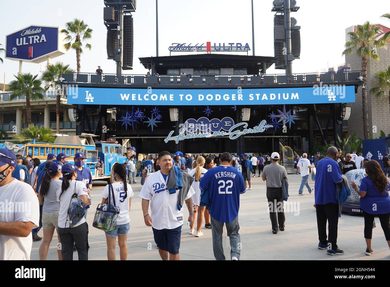 A general view of the center field plaza at Dodger Stadium during a MLB ...