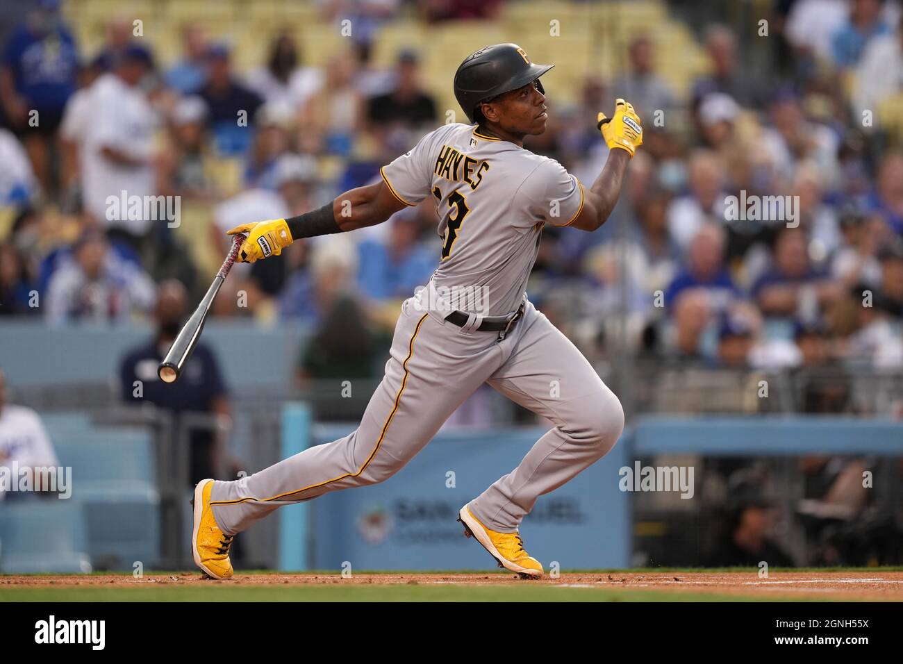 Pittsburgh Pirates third baseman Ke'Bryan Hayes (13) bats against the ...
